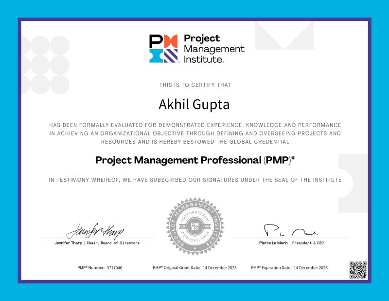 I earned the PMP certification with self-paced walk | Akhil Gupta (PMP ... I earned the PMP certification with self-paced walk | Akhil Gupta (PMP ...