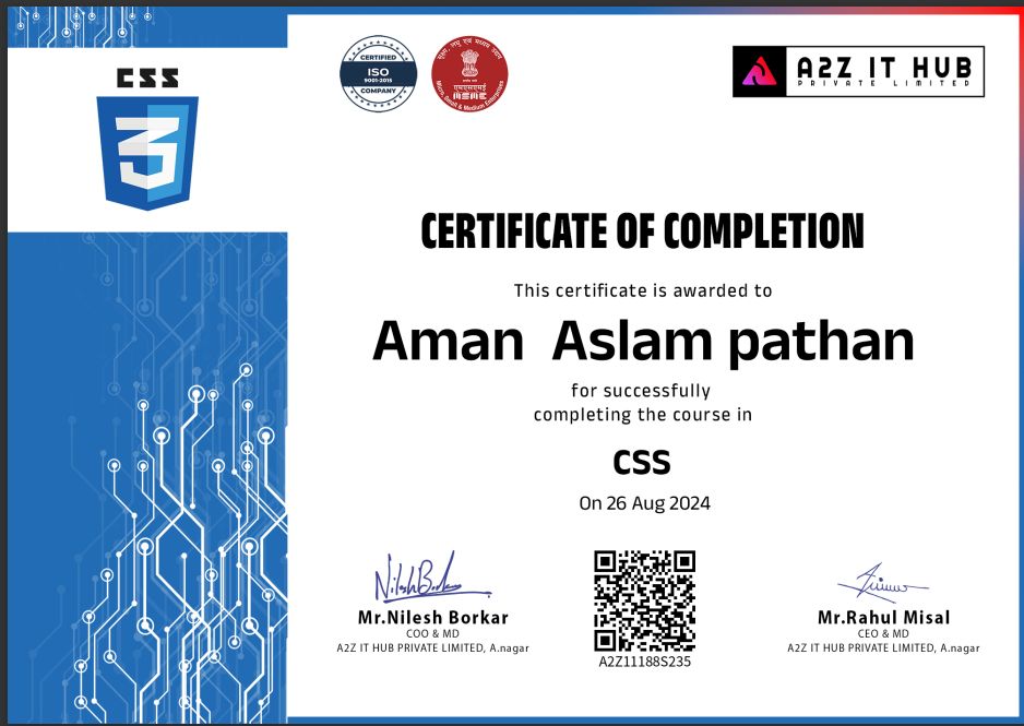 Aman Pathan on LinkedIn: CERTIFICATE OF CSS COMPLETION Aman Pathan on LinkedIn: CERTIFICATE OF CSS COMPLETION