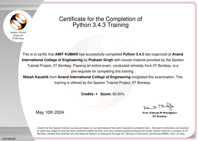 Amit Kumar on LinkedIn: #python #programming #achievement #certification Amit Kumar on LinkedIn: #python #programming #achievement #certification