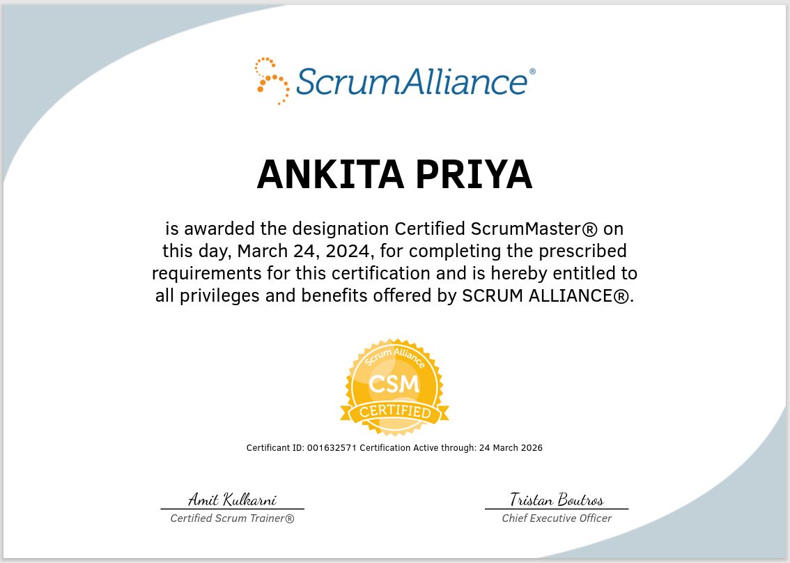 Ankita Priya on LinkedIn: #worldofagile #scrumalliance Ankita Priya on LinkedIn: #worldofagile #scrumalliance