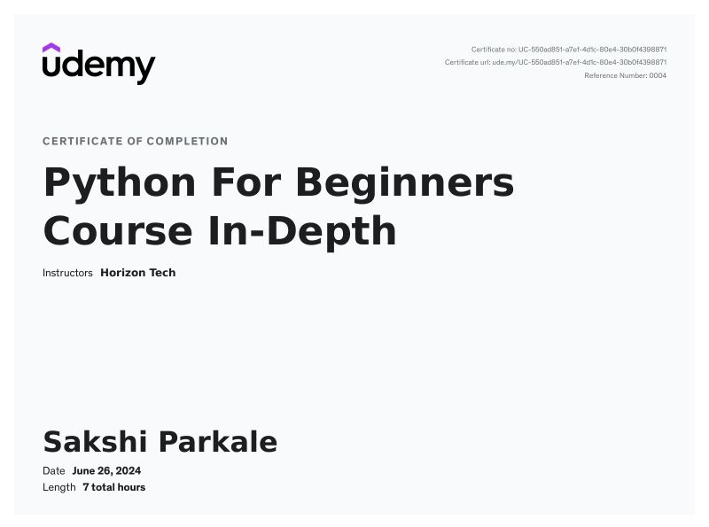 #udemy #pythonprogramming | Sakshi Parkale #udemy #pythonprogramming | Sakshi Parkale