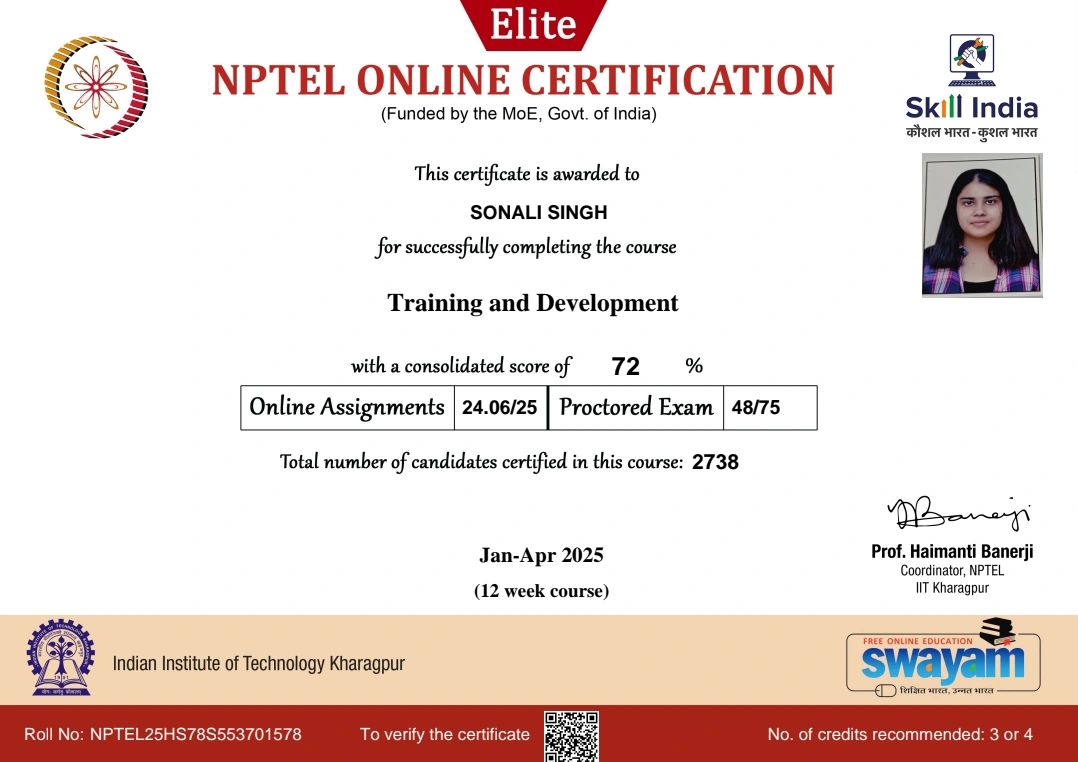#nptel #iitkharagpur #traininganddevelopment #skillindia… | Sonali Singh #nptel #iitkharagpur #traininganddevelopment #skillindia… | Sonali Singh