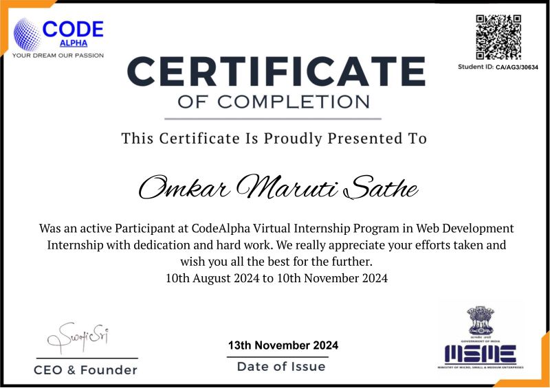 Omkar Sathe on LinkedIn: #internship #webdevelopment #html #css # ... Omkar Sathe on LinkedIn: #internship #webdevelopment #html #css # ...