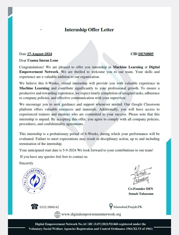 Usama Imran on LinkedIn: #machinelearning #internship # ... Usama Imran on LinkedIn: #machinelearning #internship # ...