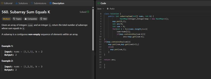#leetcode #dsa #coding #hashmap #problemsolving #prefixsum | Surbhi Garg #leetcode #dsa #coding #hashmap #problemsolving #prefixsum | Surbhi Garg