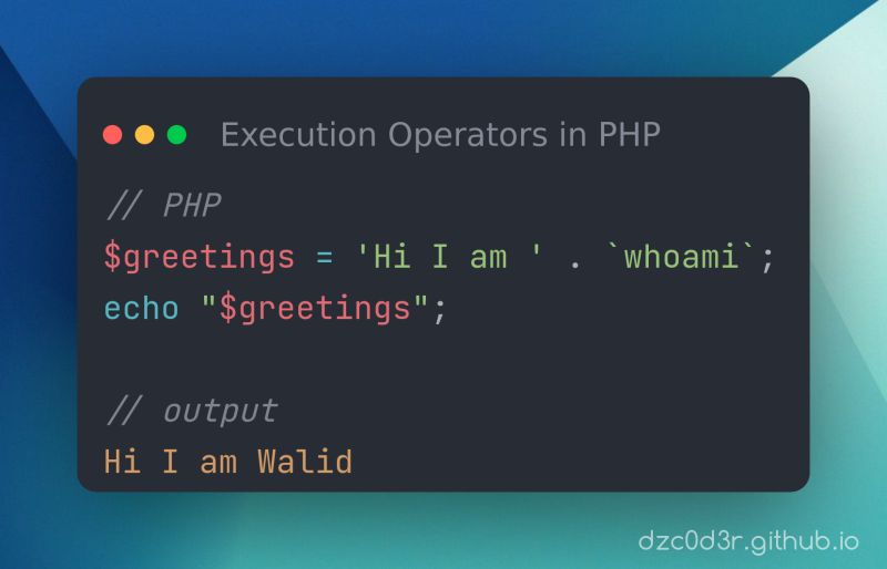 Walid Lamraoui on LinkedIn: Did you know that PHP has a backtick ... Walid Lamraoui on LinkedIn: Did you know that PHP has a backtick ...