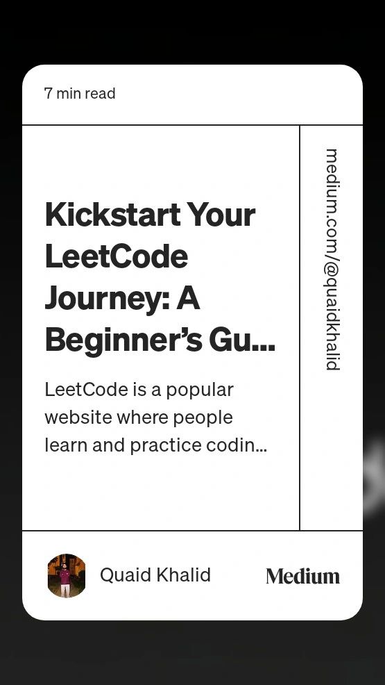 Quaid Khalid on LinkedIn: #leetcode #coding Quaid Khalid on LinkedIn: #leetcode #coding