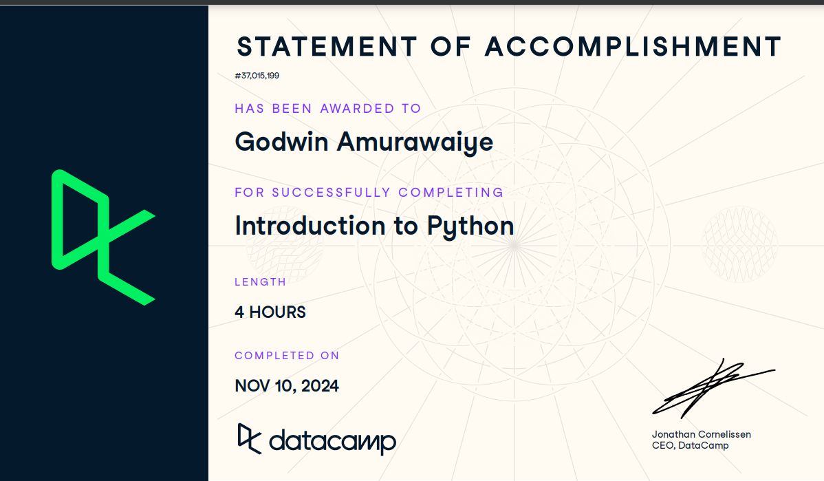 Amurawaiye Godwin on LinkedIn: #datacamp #python #datascience # ... Amurawaiye Godwin on LinkedIn: #datacamp #python #datascience # ...