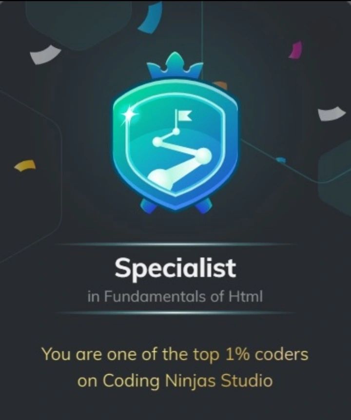 Earned Specialist in Html badge with Coding Ninjas | Amit Kumar Sharma ... Earned Specialist in Html badge with Coding Ninjas | Amit Kumar Sharma ...