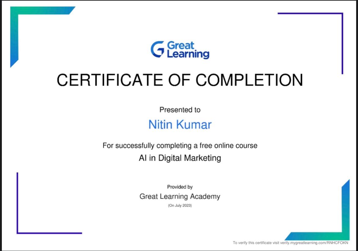 Nitin Kumar on LinkedIn: #certificateofachievement #continuouslearning ... Nitin Kumar on LinkedIn: #certificateofachievement #continuouslearning ...
