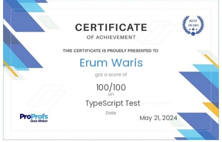 Achieved 100/100 in TypeScript quiz | ERUM WARIS posted on the topic ... Achieved 100/100 in TypeScript quiz | ERUM WARIS posted on the topic ...
