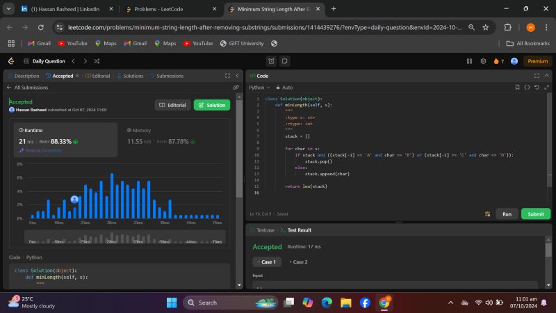 Hassan Rasheed on LinkedIn: #100daysofleetcode #minimum_string_length ... Hassan Rasheed on LinkedIn: #100daysofleetcode #minimum_string_length ...