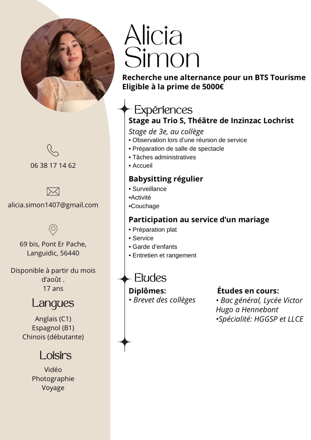 Ce soir, je vous partage le CV d'Alicia Simon qui recherche une ... Ce soir, je vous partage le CV d'Alicia Simon qui recherche une ...