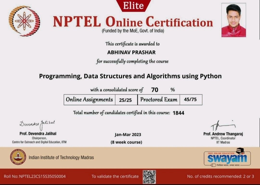 Abhinav Prashar on LinkedIn: #nptel #swayam #pythonprogramming # ... Abhinav Prashar on LinkedIn: #nptel #swayam #pythonprogramming # ...