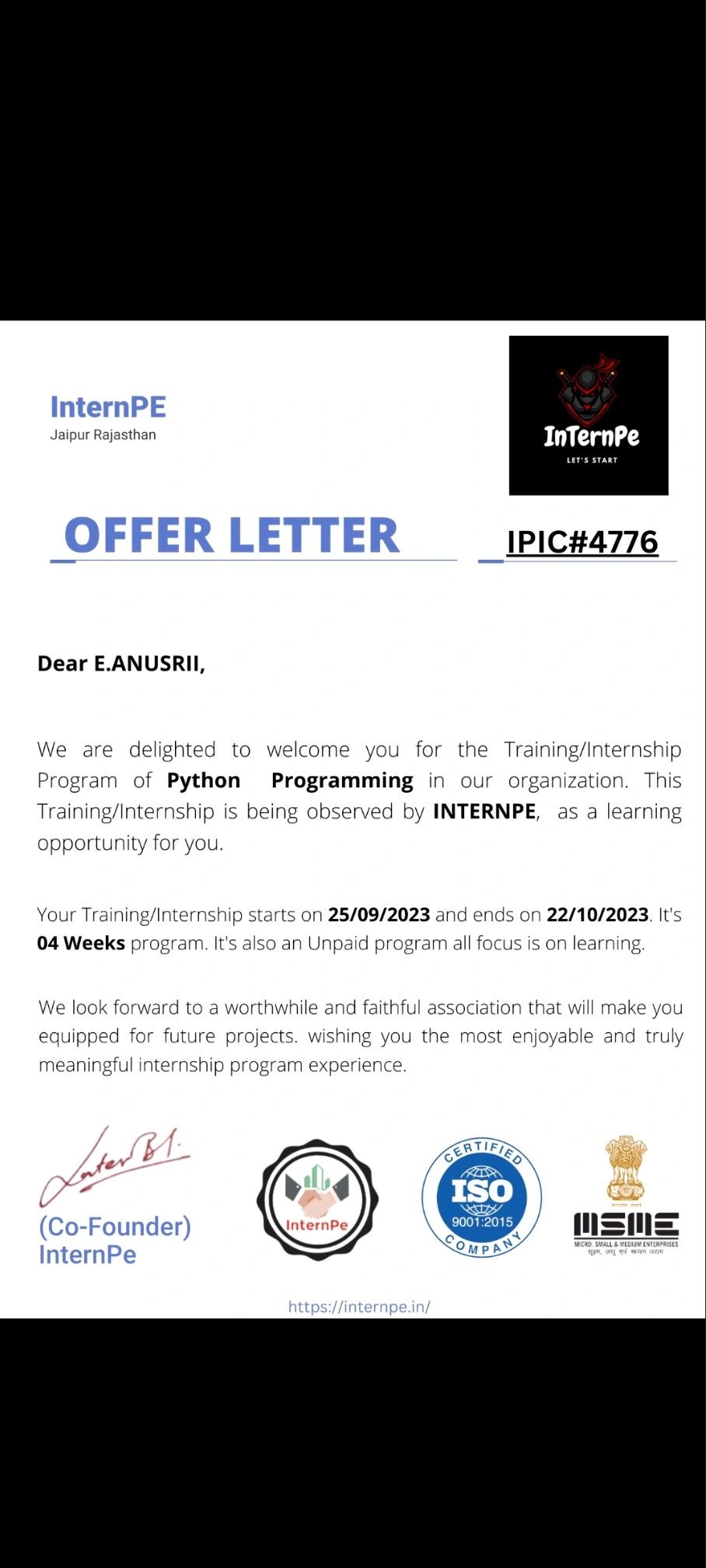 Anu Srii on LinkedIn: #internpe #intern Anu Srii on LinkedIn: #internpe #intern
