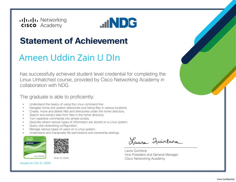 Ameen Uddin Zain U Din on LinkedIn: #linux #cisconetworkingacademy # ... Ameen Uddin Zain U Din on LinkedIn: #linux #cisconetworkingacademy # ...