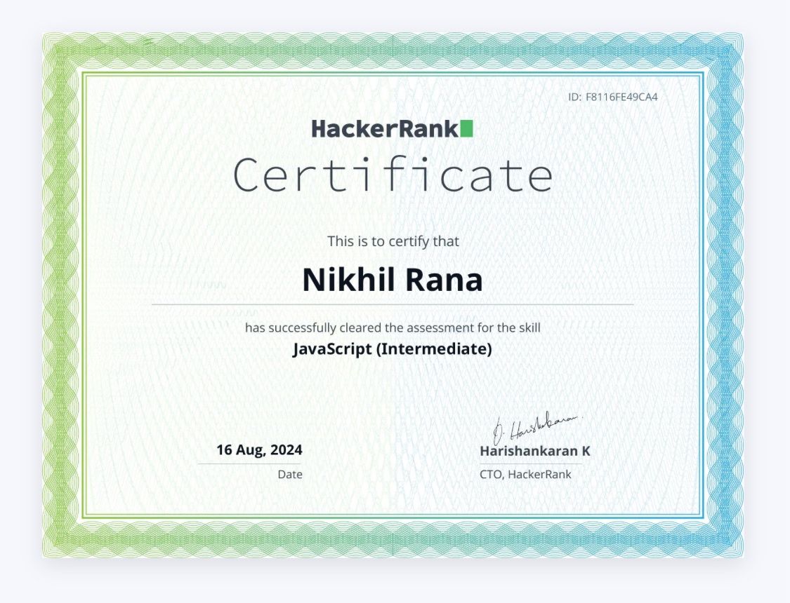 Nikhil Rana on LinkedIn: #javascript #coding #hackerrank # ... Nikhil Rana on LinkedIn: #javascript #coding #hackerrank # ...