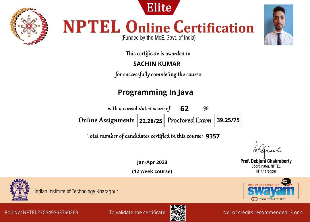Sachin Kumar on LinkedIn: #nptel #programming #java Sachin Kumar on LinkedIn: #nptel #programming #java