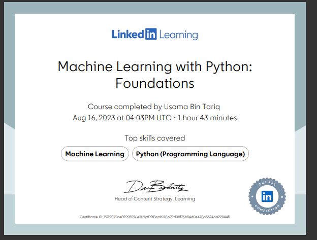 Usama Bin Tariq on LinkedIn: #machinelearning #python Usama Bin Tariq on LinkedIn: #machinelearning #python