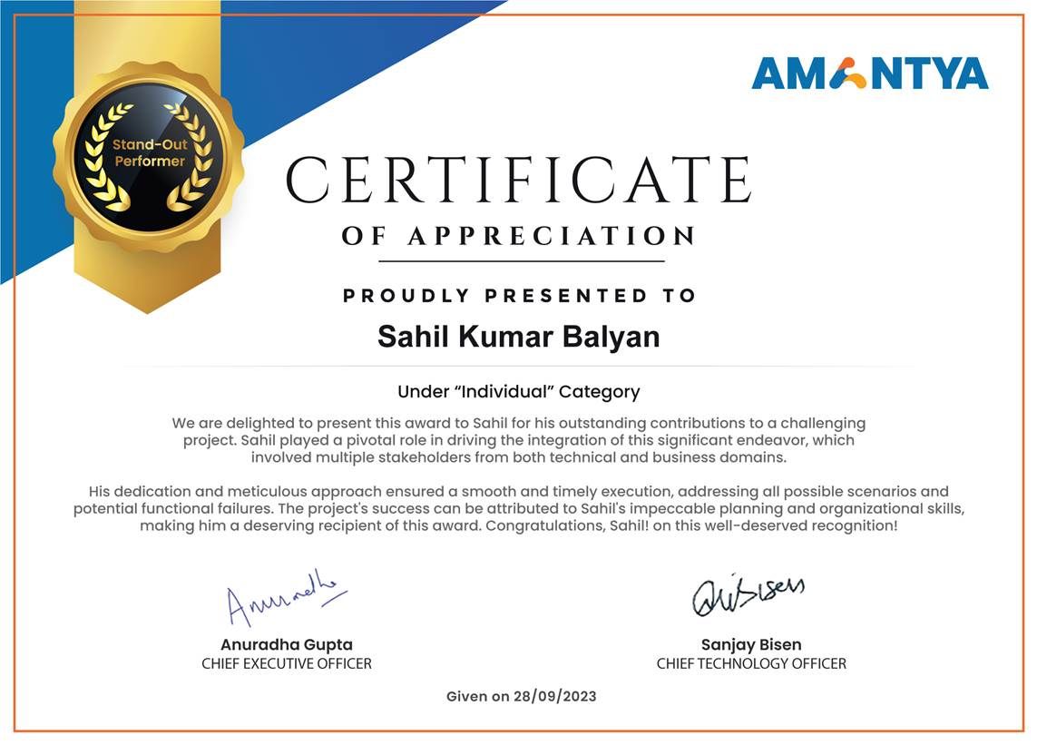 Sahil Kumar Balyan on LinkedIn: #standoutperformer #hardworkpaysoff # ... Sahil Kumar Balyan on LinkedIn: #standoutperformer #hardworkpaysoff # ...