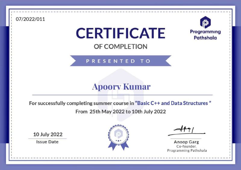 apoorv kumar on LinkedIn: #cplusplus #dsa #programming #certificate # ... apoorv kumar on LinkedIn: #cplusplus #dsa #programming #certificate # ...