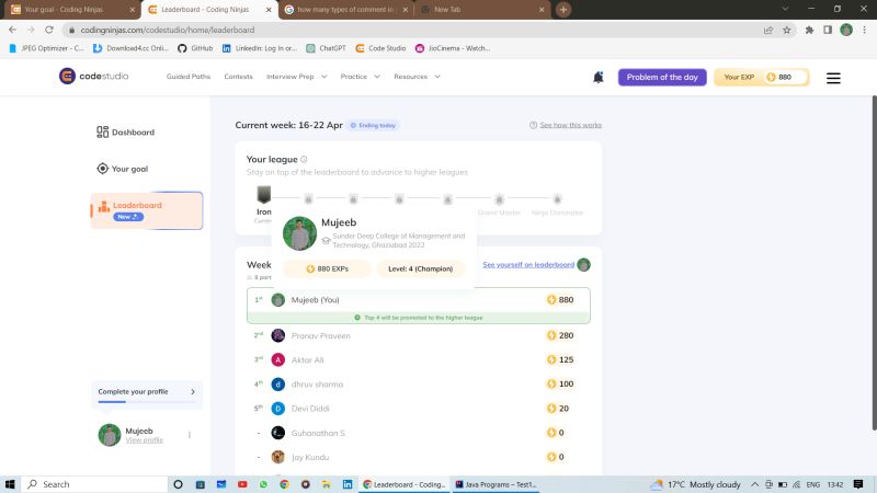 Mujeeb Tyagi on LinkedIn: #first #codestudio #codingninjas Mujeeb Tyagi on LinkedIn: #first #codestudio #codingninjas