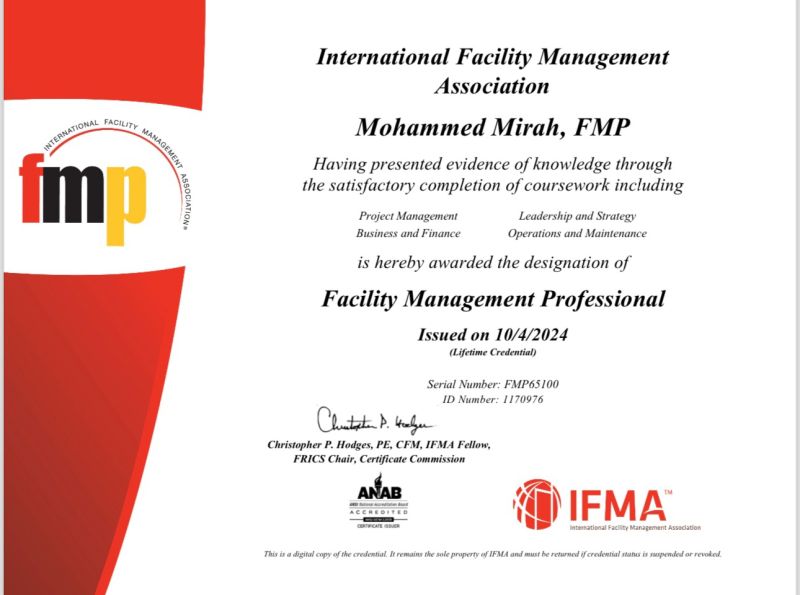 Mohammed S Mirah, MBA, FMP®️, SFP®️ on LinkedIn: #facility_management ... Mohammed S Mirah, MBA, FMP®️, SFP®️ on LinkedIn: #facility_management ...
