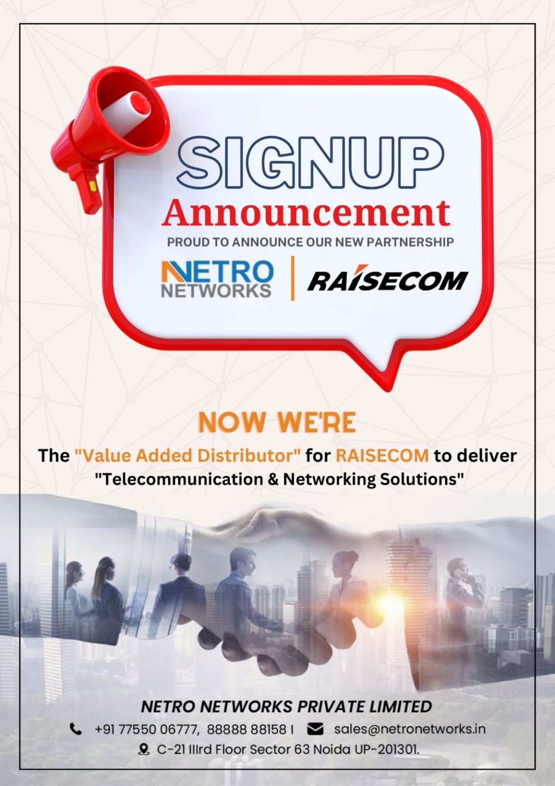 Netro Networks Private Limited on LinkedIn: “NETRO NETWORKS x RAISECOM ... Netro Networks Private Limited on LinkedIn: “NETRO NETWORKS x RAISECOM ...