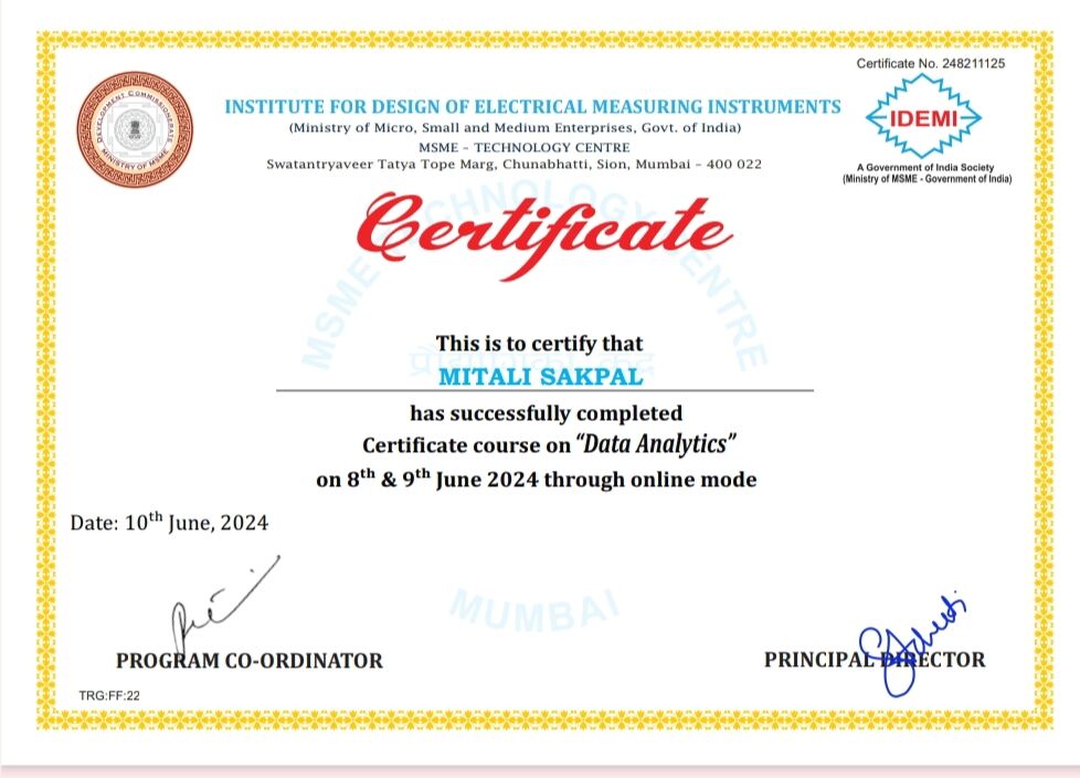 Mitali Sakpal on LinkedIn: I am happy to share that I have obtained a ... Mitali Sakpal on LinkedIn: I am happy to share that I have obtained a ...