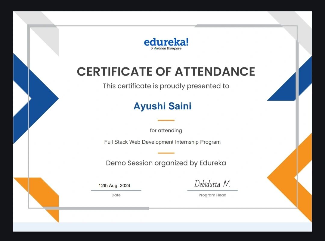 AYUSHI SAINI on LinkedIn: 🌟 Thrilled to have completed the Full Stack ... AYUSHI SAINI on LinkedIn: 🌟 Thrilled to have completed the Full Stack ...