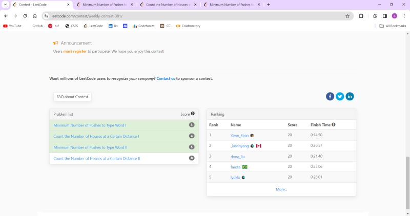 Solved 3 out of 4 problems in LeetCode Weekly Contest 381 | Snehal ... Solved 3 out of 4 problems in LeetCode Weekly Contest 381 | Snehal ...