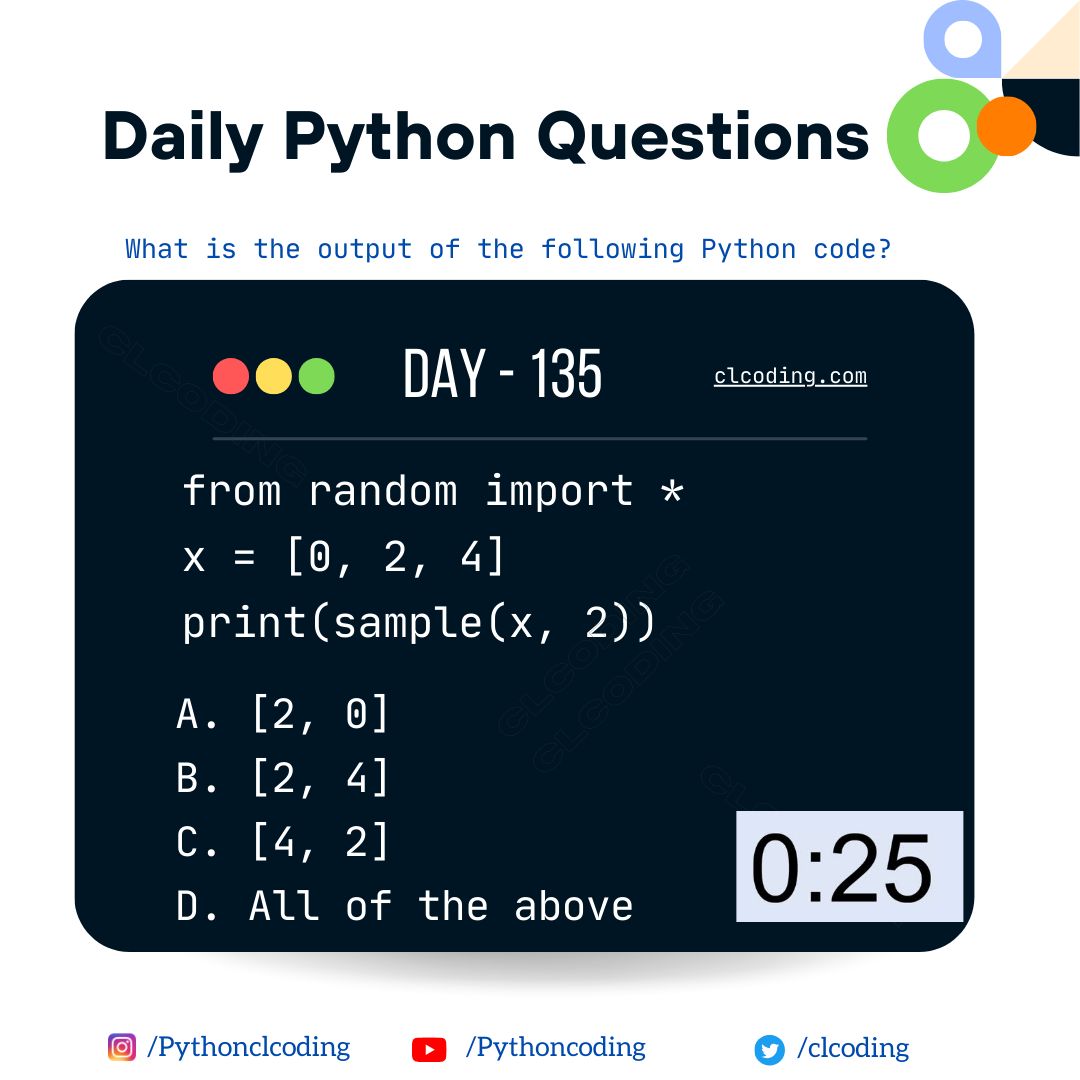 Python Coding challenge - Day 135 | What is the output of the following ... Python Coding challenge - Day 135 | What is the output of the following ...