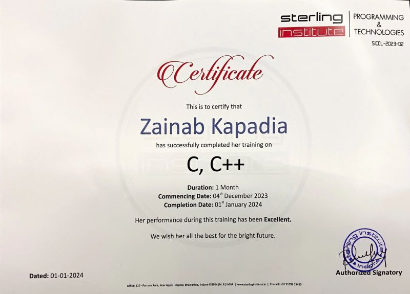 Zainab Kapadia on LinkedIn: #cprogramming #cplusplus #techenthusiast # ... Zainab Kapadia on LinkedIn: #cprogramming #cplusplus #techenthusiast # ...
