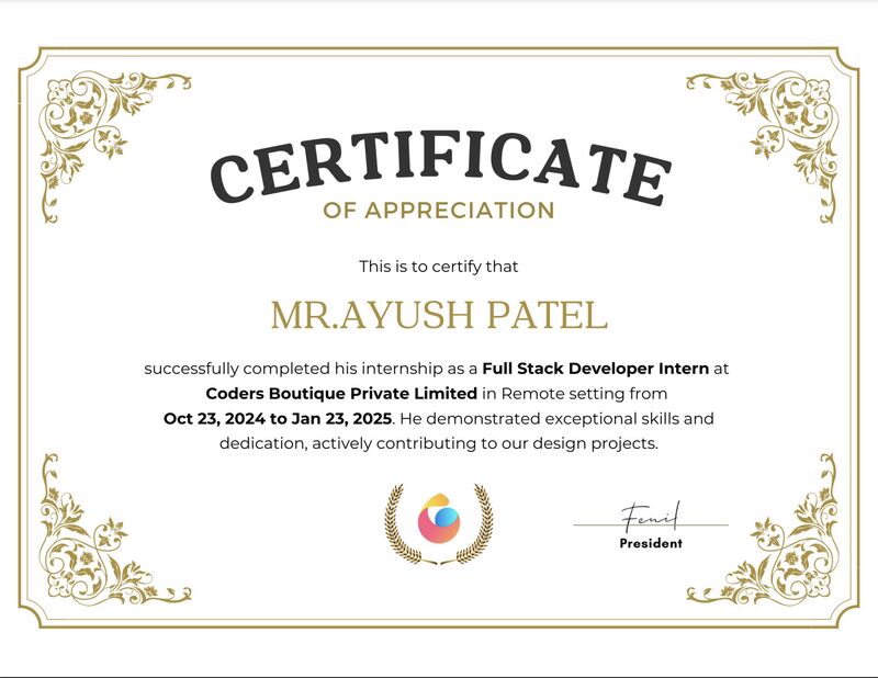 #internship | ayush patel #internship | ayush patel