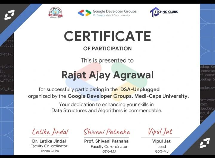 Rajat Agrawal on LinkedIn: #googledeveloperstudentclubs #dsaunplugged # ... Rajat Agrawal on LinkedIn: #googledeveloperstudentclubs #dsaunplugged # ...