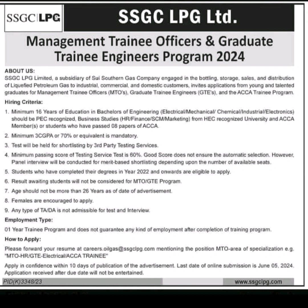 | SSGC Management Trainee & Graduate Trainee Engineer Program 2024 ... | SSGC Management Trainee & Graduate Trainee Engineer Program 2024 ...