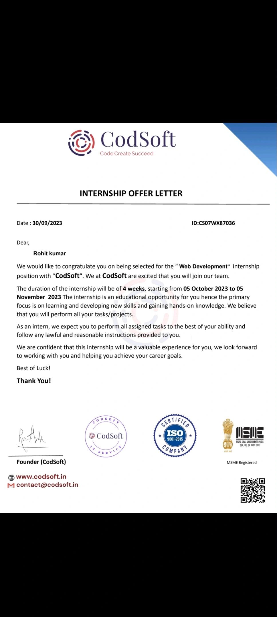 Rohit Kumar on LinkedIn: #webdevelopment #internship #codsoft Rohit Kumar on LinkedIn: #webdevelopment #internship #codsoft