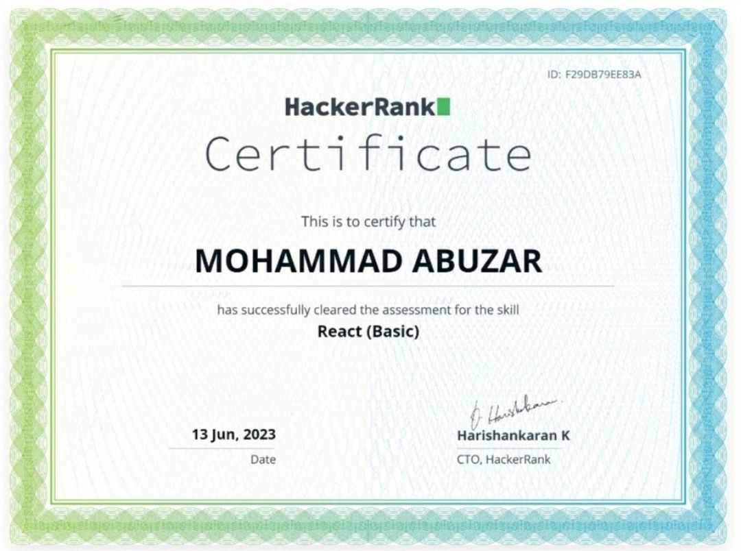 Mohammad Abuzar on LinkedIn: #hackerrank #share #react #reactjs # ... Mohammad Abuzar on LinkedIn: #hackerrank #share #react #reactjs # ...
