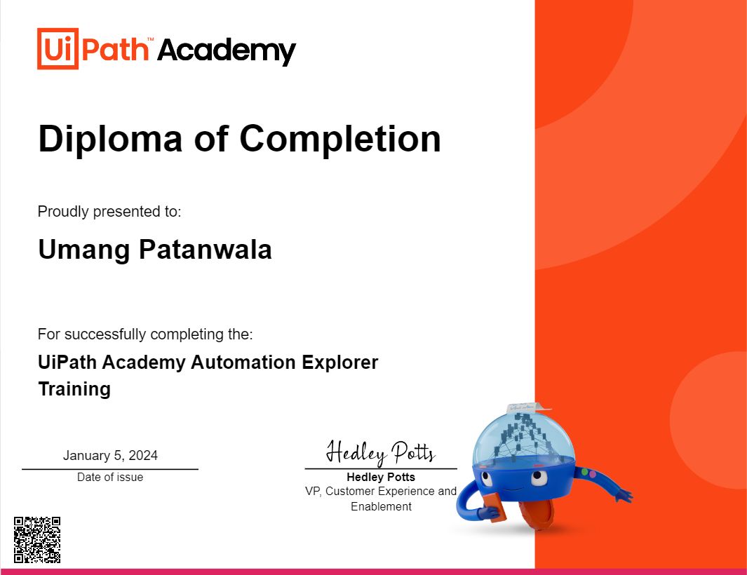Umang Patanwala on LinkedIn: #uipath #uipathacademy #automationsolutions Umang Patanwala on LinkedIn: #uipath #uipathacademy #automationsolutions