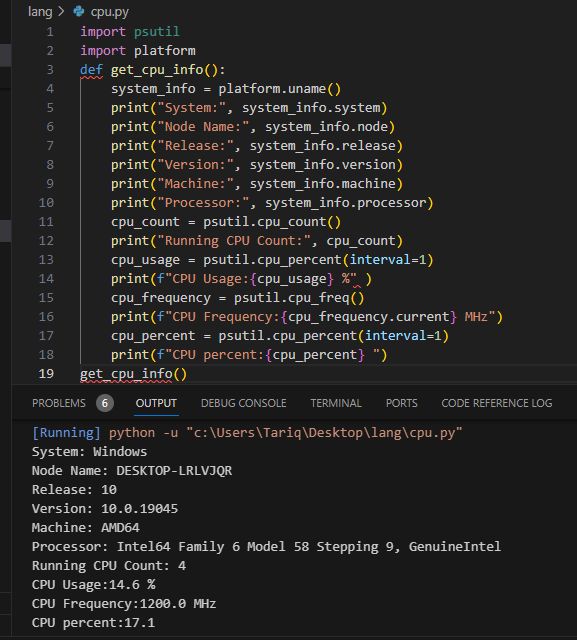 AD Tariq on LinkedIn: Read System Information using Python AD Tariq on LinkedIn: Read System Information using Python