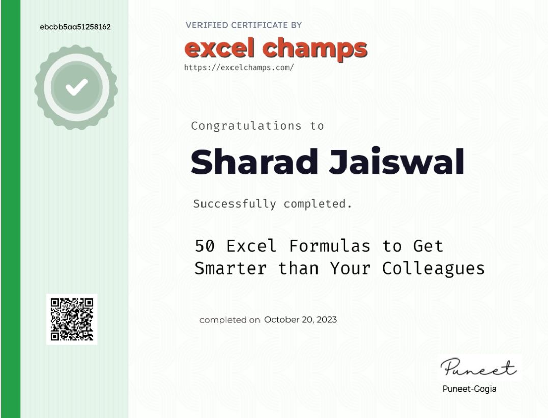 SHARAD JAISWAL on LinkedIn: #excelchamps SHARAD JAISWAL on LinkedIn: #excelchamps