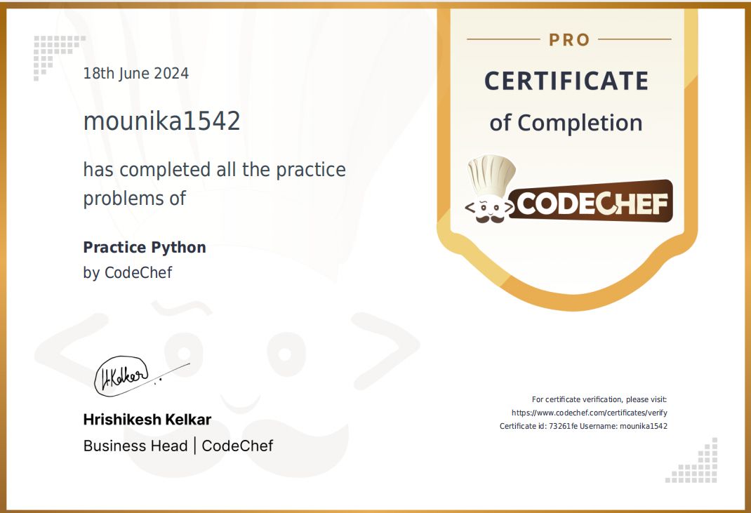 mounika c on LinkedIn: #python #codechef #codingjourney mounika c on LinkedIn: #python #codechef #codingjourney