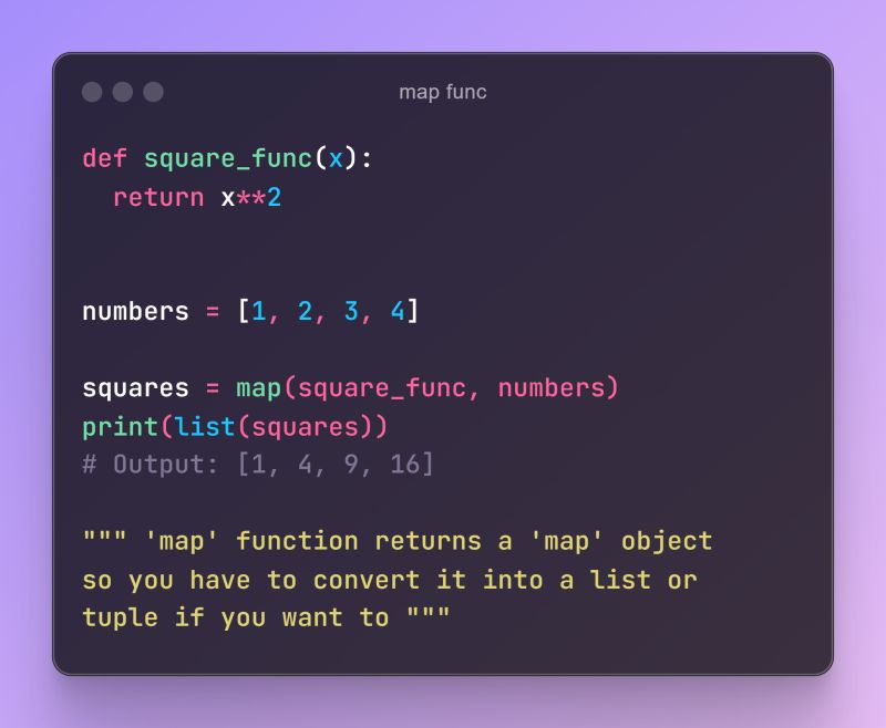 Hamza Mughal on LinkedIn: #python #mapfunction #pythoncoding # ... Hamza Mughal on LinkedIn: #python #mapfunction #pythoncoding # ...