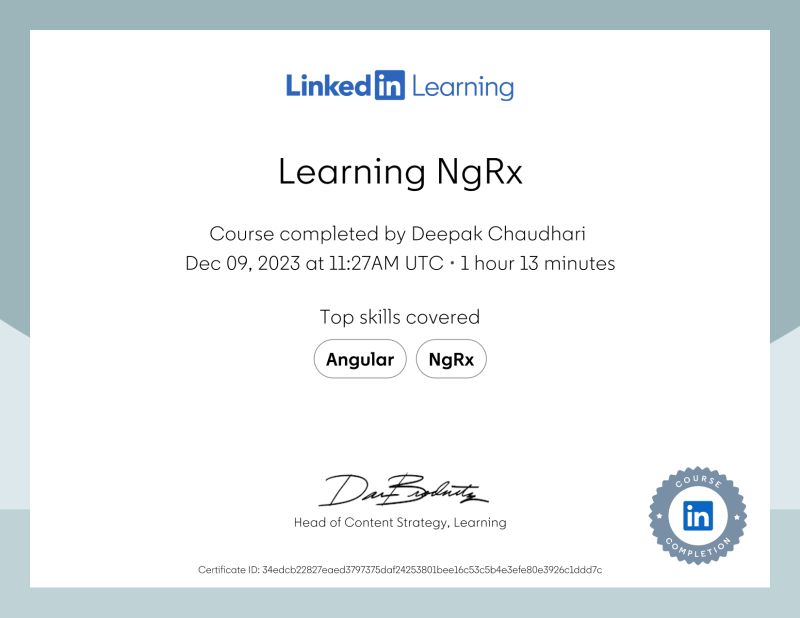 Deepak Chaudhari on LinkedIn: Certificate of Completion Deepak Chaudhari on LinkedIn: Certificate of Completion