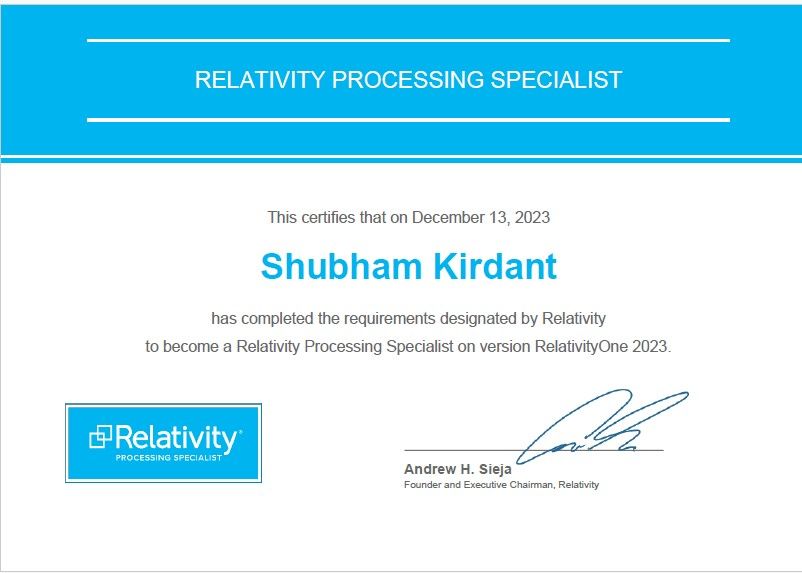 #epiq #relativity #continuouslearning #ediscovery | Shubham Kirdant #epiq #relativity #continuouslearning #ediscovery | Shubham Kirdant