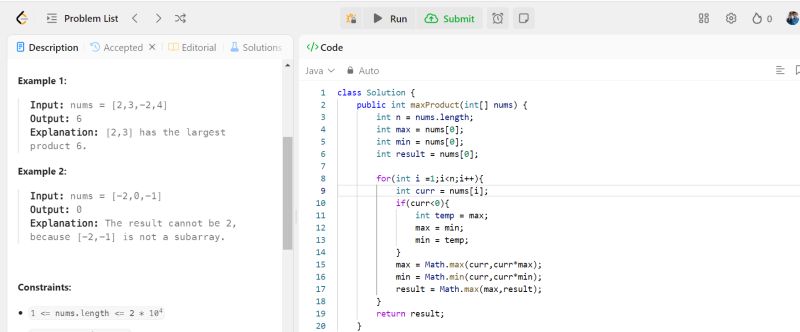 Mohit Fulkar on LinkedIn: Maximum Product Subarray Given an integer ... Mohit Fulkar on LinkedIn: Maximum Product Subarray Given an integer ...
