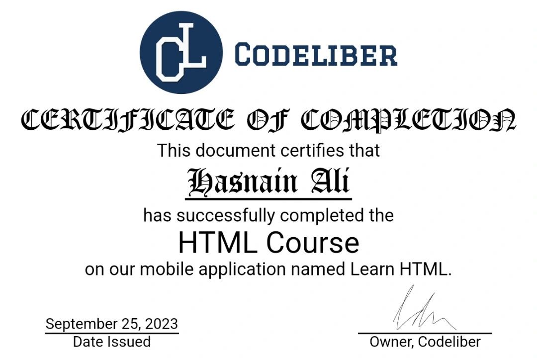 Hasnain Ali on LinkedIn: #saylani #saylanittraining #azizjantrust #html Hasnain Ali on LinkedIn: #saylani #saylanittraining #azizjantrust #html