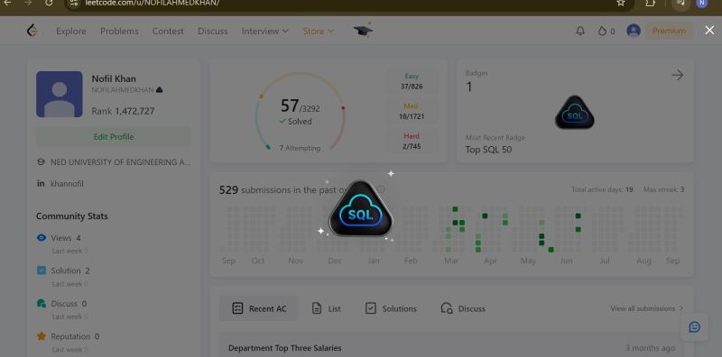 NOFIL AHMED KHAN on LinkedIn: #sql #leetcode #continuouslearning # ... NOFIL AHMED KHAN on LinkedIn: #sql #leetcode #continuouslearning # ...