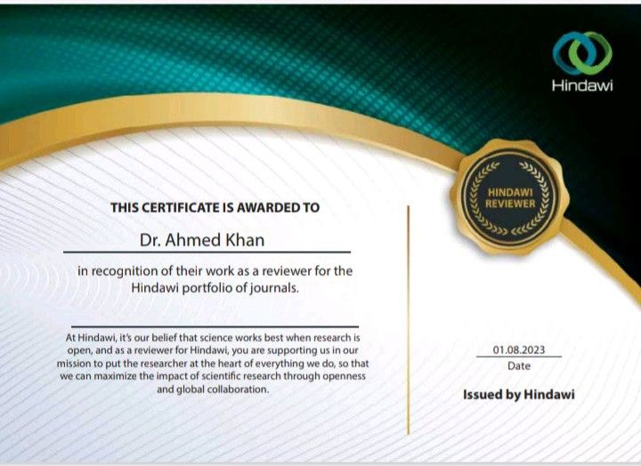 Dr. Talha Ahmed Khan on LinkedIn: Thanks Hindawi... Dr. Talha Ahmed Khan on LinkedIn: Thanks Hindawi...