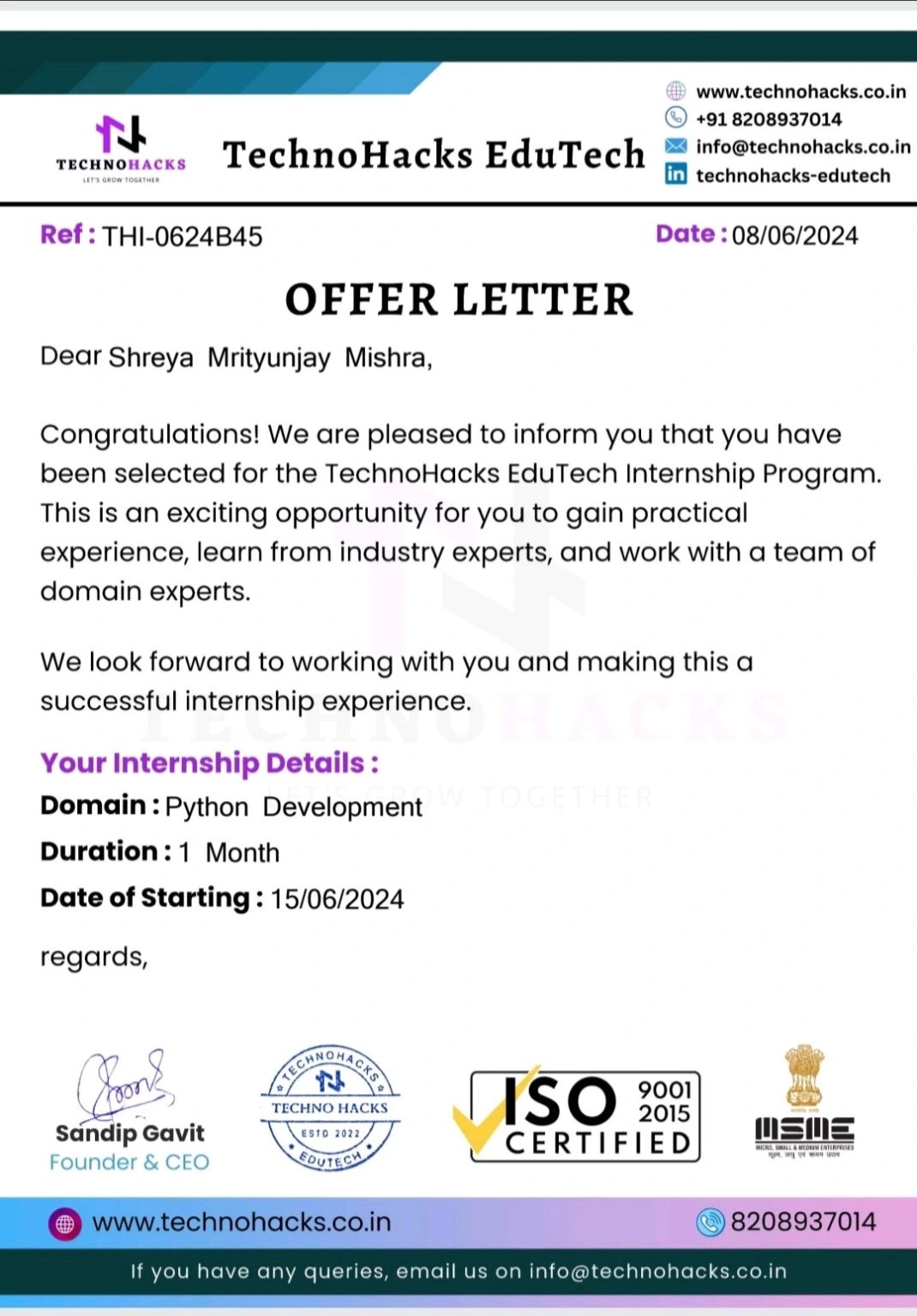 Shreya Mishra on LinkedIn: Hello everyone, I'm thrilled to share that I ... Shreya Mishra on LinkedIn: Hello everyone, I'm thrilled to share that I ...